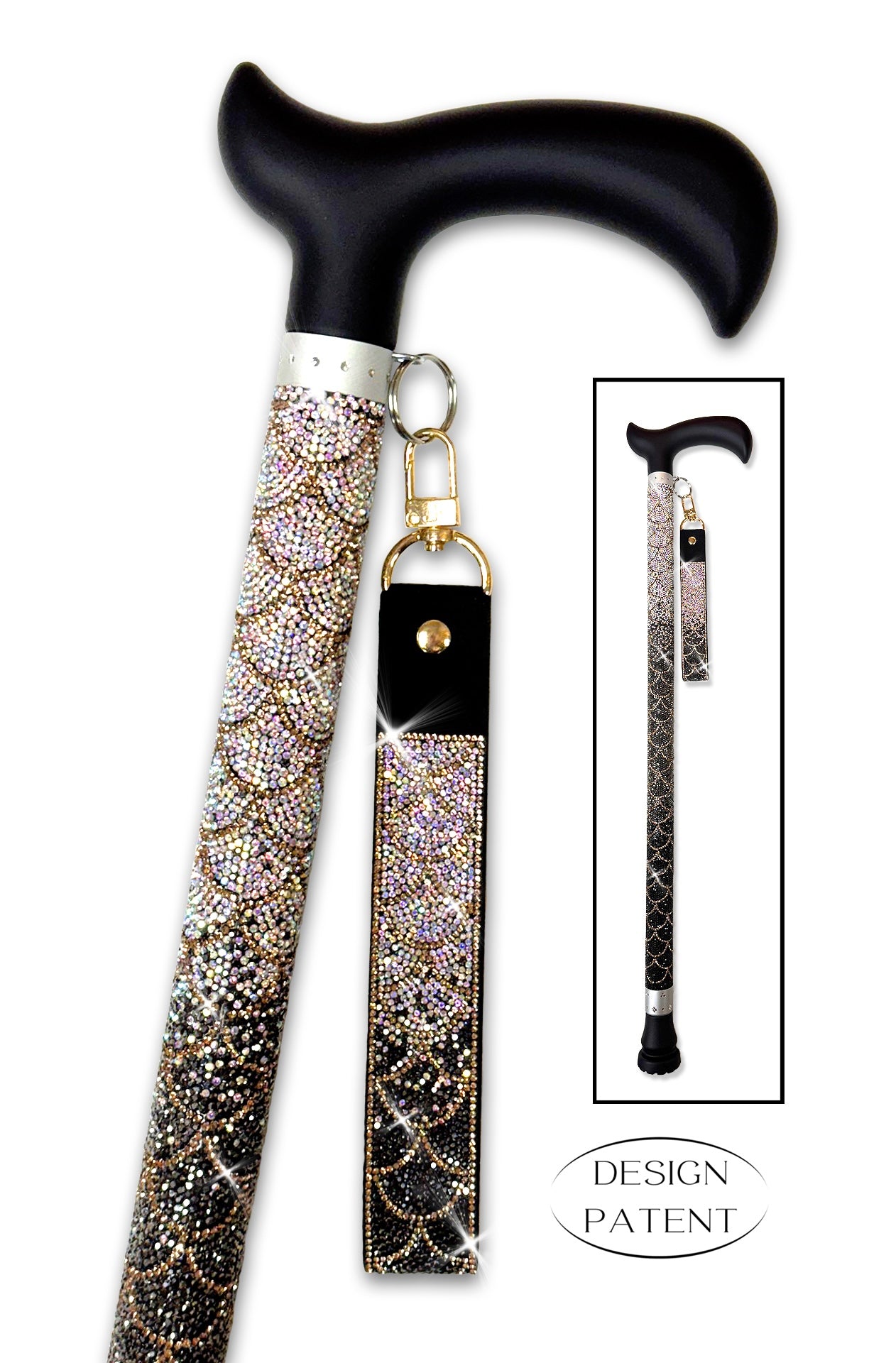 Jaqueline Kent Fancy Walking Cane Sugar Cane Adjustable Silver